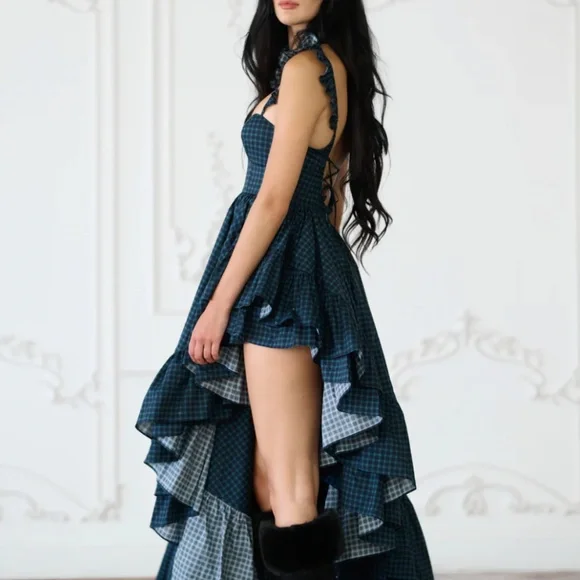 Selkie | Dresses | Selkie Legs For Days Farmhouse Tartan Maxi Dress ...